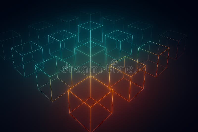 A Matrix Space of Abstract Technologically Inspired Gradient Neon Lines ...