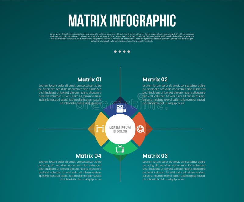 Matrix Structure Dimensions Template Infographic with Big Circle Center ...