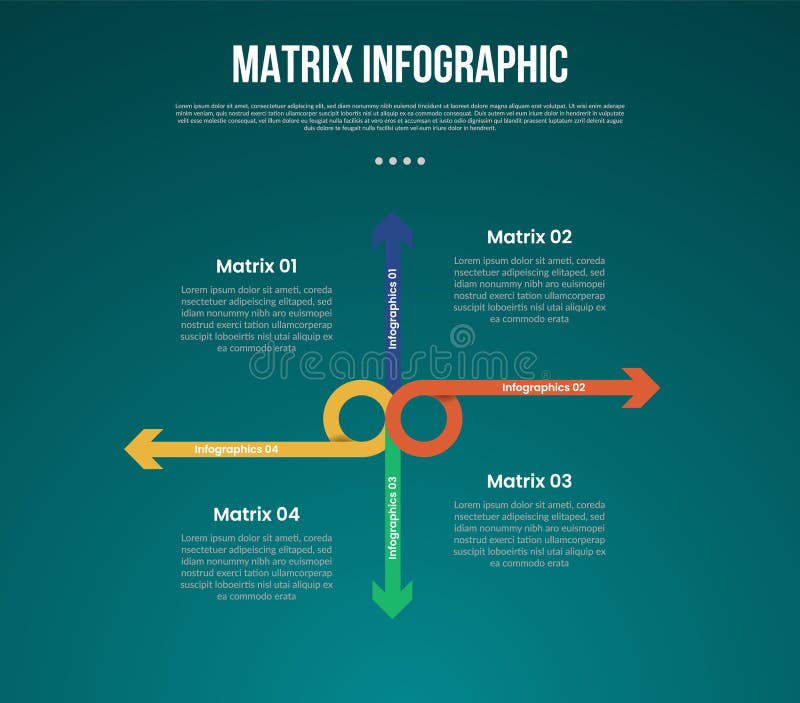 Matrix Structure Dimensions Template Infographic with Long Line Arrow ...