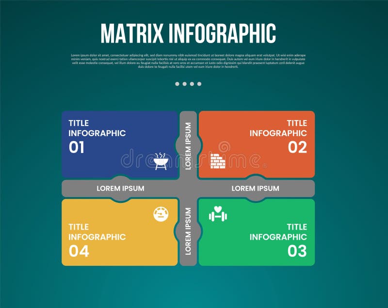 Matrix Structure Dimensions Template Infographic with Round Box and ...