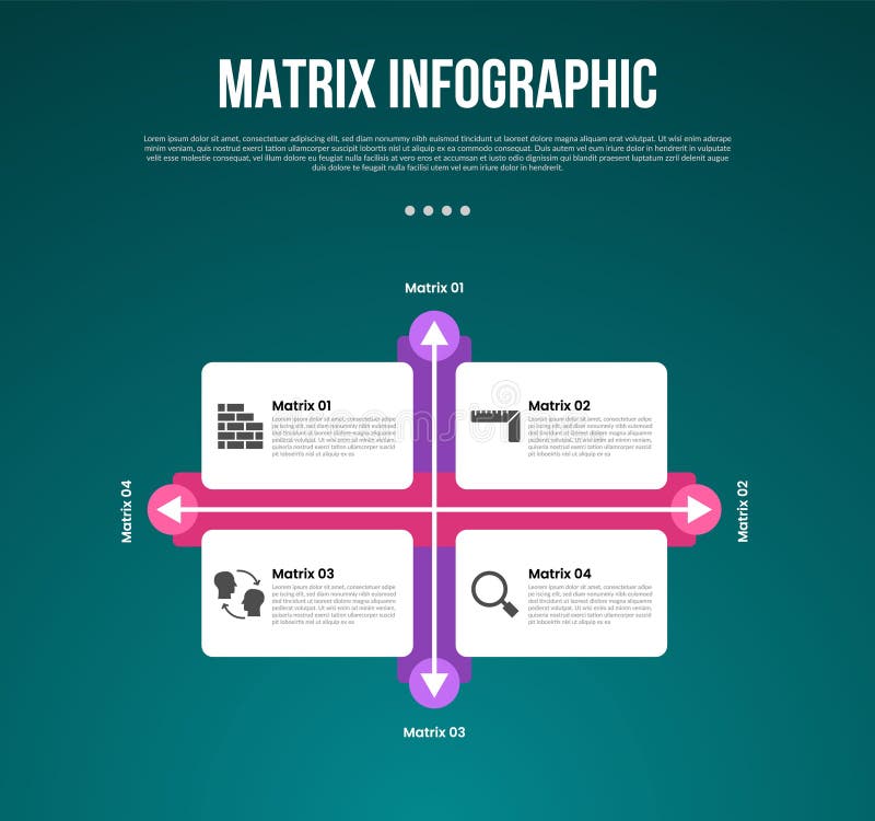 Matrix Structure Dimensions Template Infographic with Round Box ...