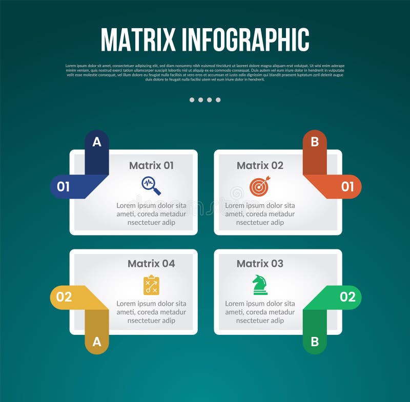 Matrix Structure Dimensions Template Infographic with Round Box ...