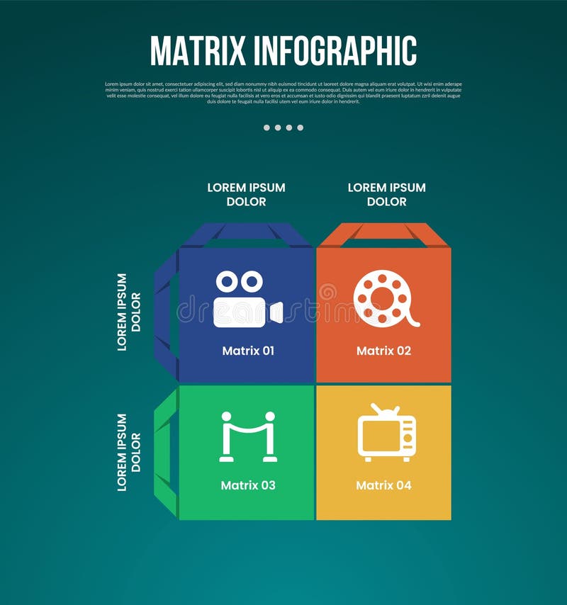 Matrix Structure Dimensions Template Infographic with Square Box with ...