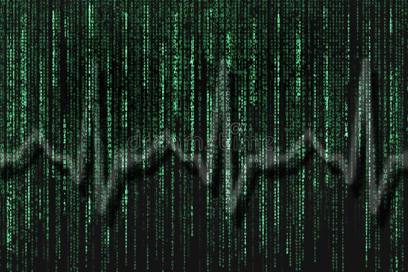 Matrix Style Background and Cardiogram Stock Illustration ...