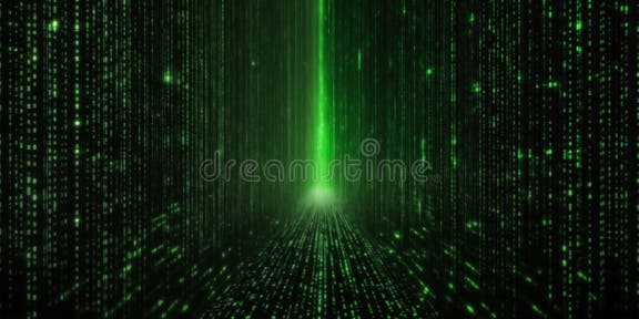 Matrix Style Background. Green Falling Code on a Dark Abstract ...