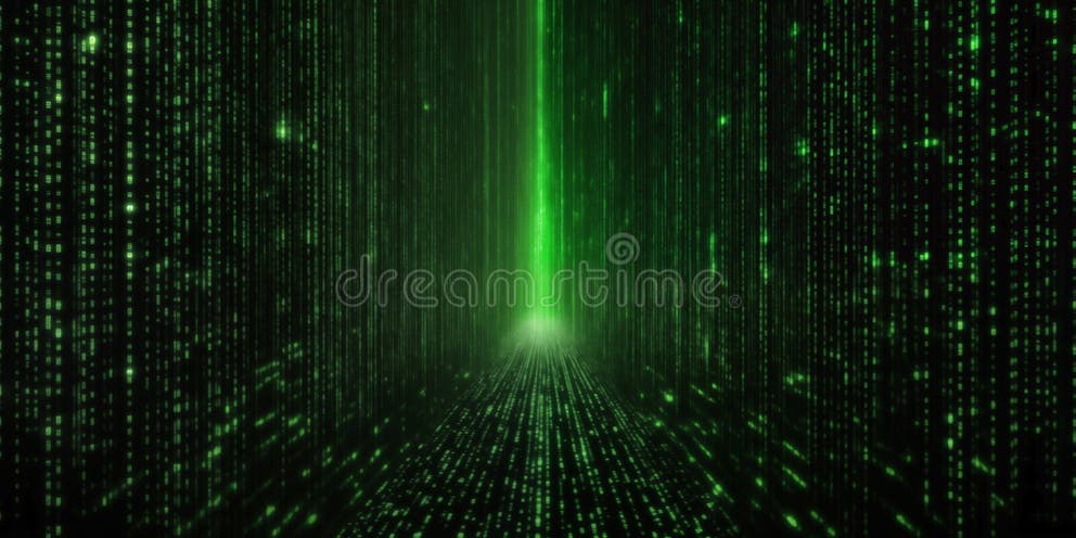Matrix Style Background. Green Falling Code on a Dark Abstract ...