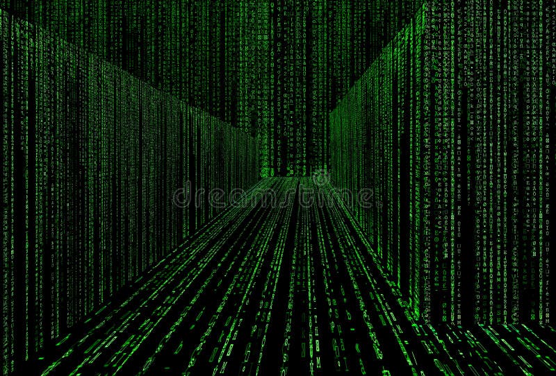 Matrix Style Cyber Corridor As Big Data Storage Stock Illustration ...