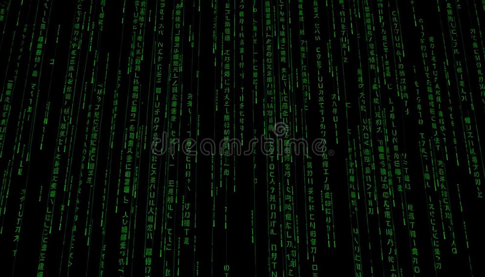 Matrix Style Green Code Rain, Digital Data Stream, Stock Photo ...