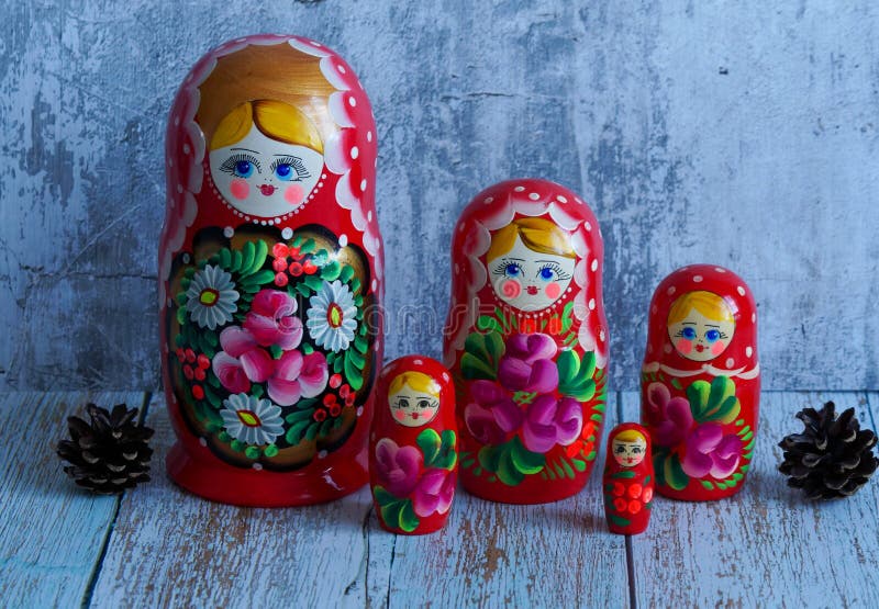 Matryoshka dolls in a row stock photo. Image of flower - 344906402