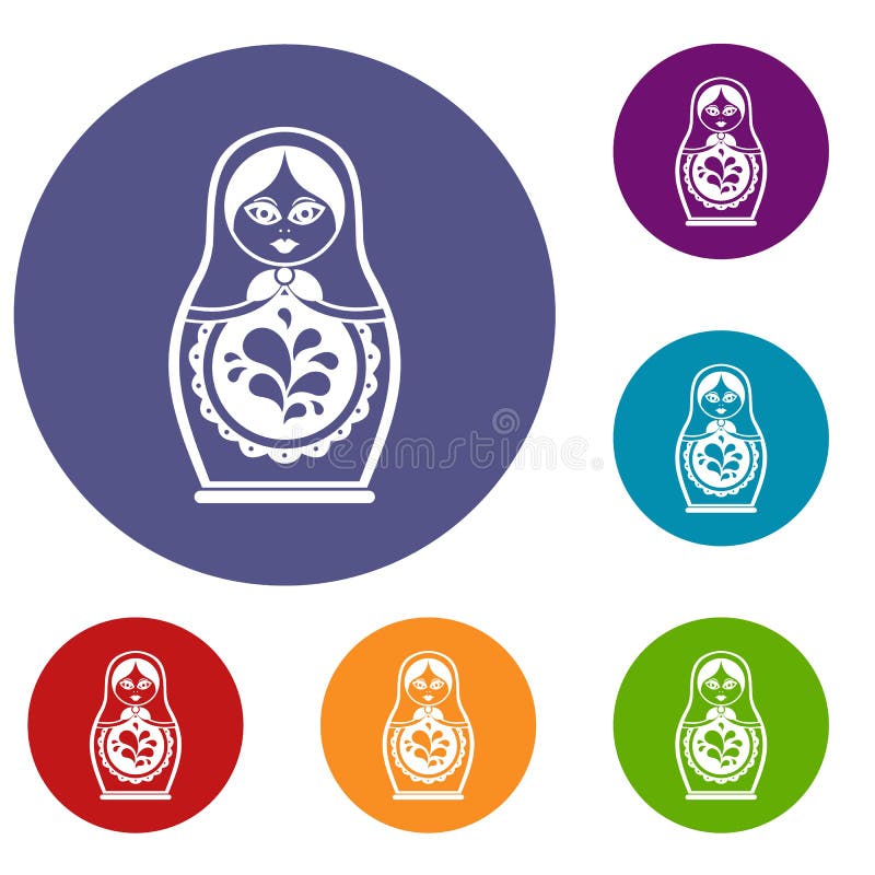Matryoshka icons set stock vector. Illustration of matrioshka - 95833465