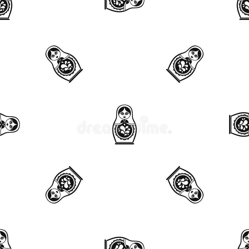 Matryoshka Pattern Seamless Black Stock Vector - Illustration of ...