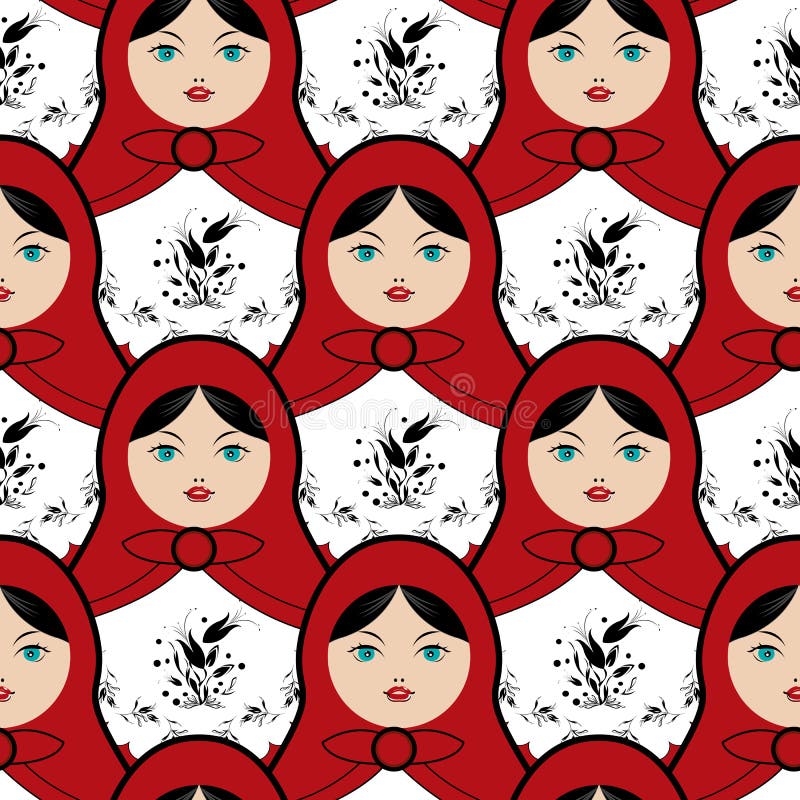 Matryoshka Dolls - Seamless Pattern of Russian Ne Stock Vector ...