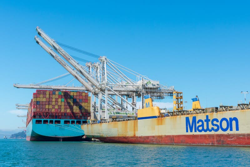 Matson Container Cargo Ship Docked at Oakland International Container ...