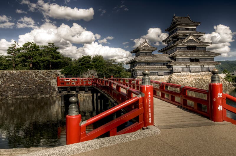 Matsumoto Castle and Red Bridge, Japan Stock Photo - Image of samurai ...