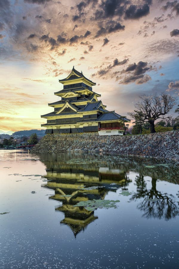 Matsumoto Castle Japan at Sunset Stock Image - Image of nagano ...