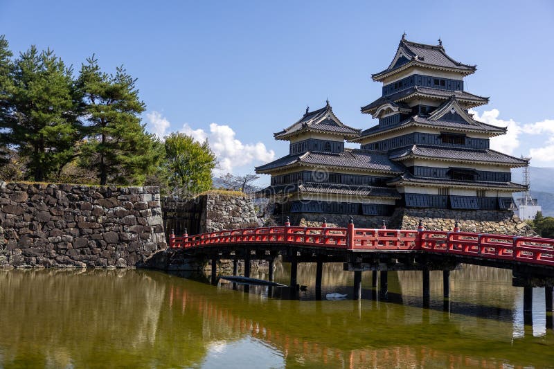 Matsumoto Castle with Red Bridge in Spring 10 12 2023 Stock Photo ...