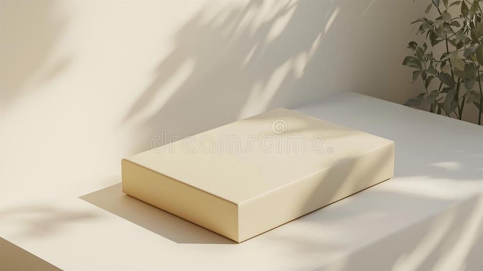 A Photorealistic Image of a Matte Beige Rectangular Box with Rounded ...