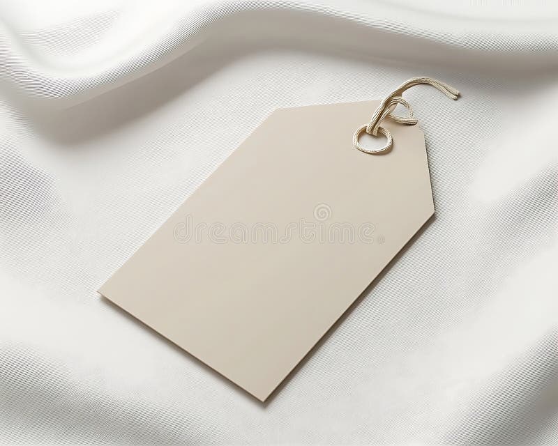 Matte Beige Tag Mockup Isolated on a Smooth Light Stock Illustration ...