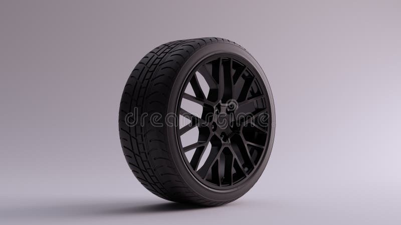 Matte Black Alloy Rim Wheel with a Complex Design with Racing Tyre ...