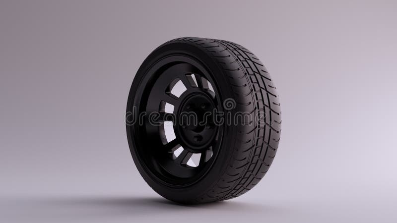Matte Black Alloy Rim Wheel with a Complex Design with Racing Tyre ...