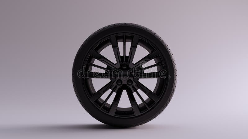 Matte Black Alloy Rim Wheel with a Complex Design with Racing Tyre ...