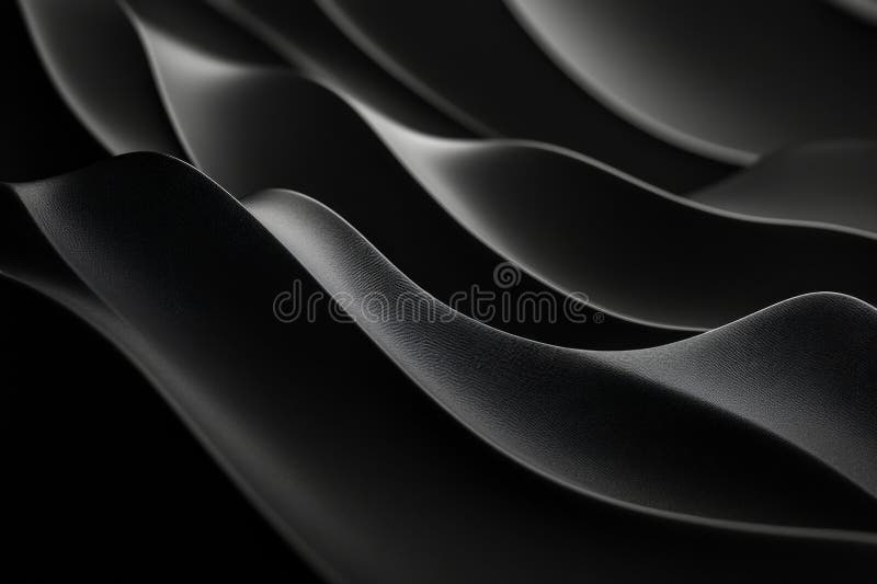 A Matte Black Background with Smooth, Curved Lines Casting Soft Shadows ...