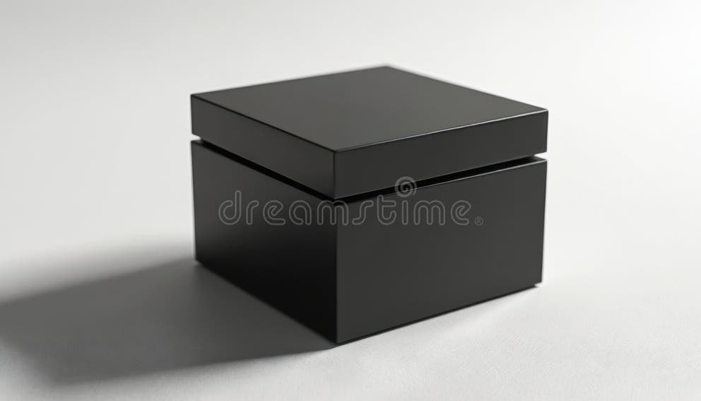 Matte Black Box with Lid on Textured Surface Casting Shadow. Gift ...