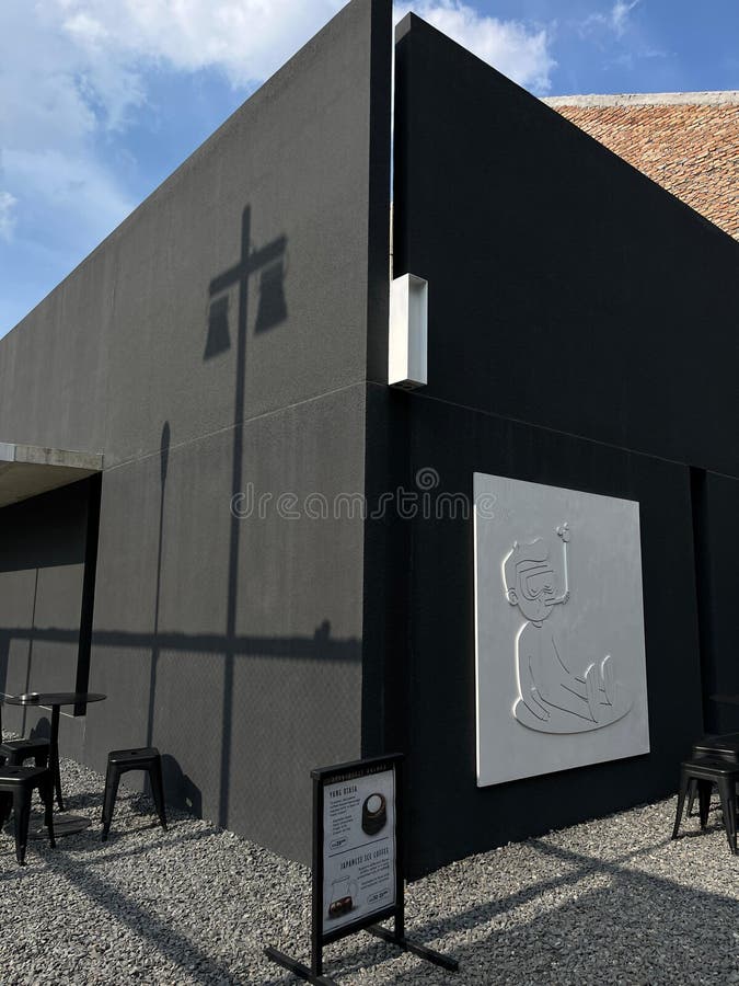 The Matte Black Building with Simple Geometric Shapes and Sharp Angles ...