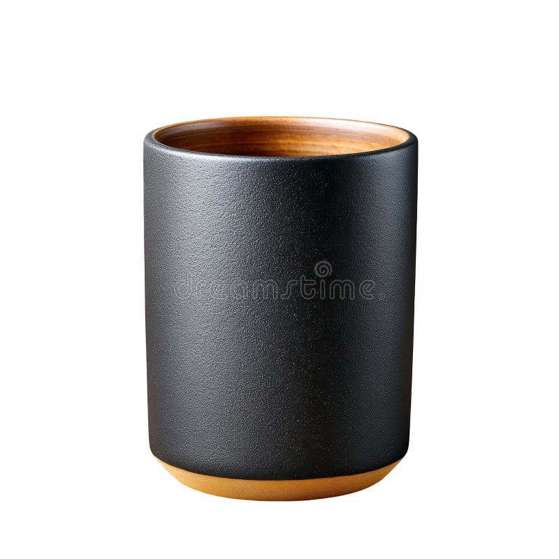 Matte Black Ceramic Cup with Smooth Texture and Warm Brown Interior ...