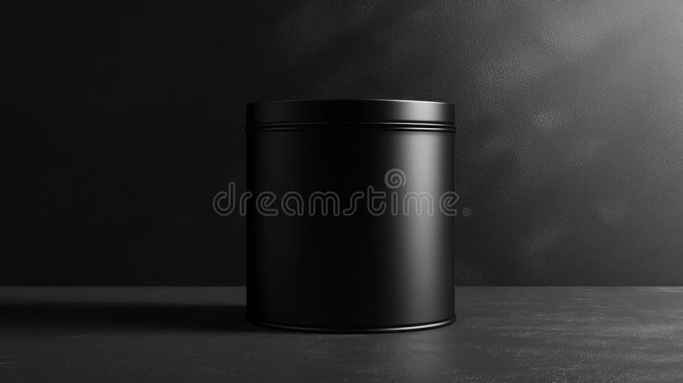 Matte Black Cylindrical Container on a Dark Textured Surface Studio ...