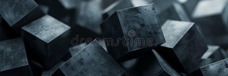 Matte Black Geometric Forms with Subtle Texture, Arranged in an ...