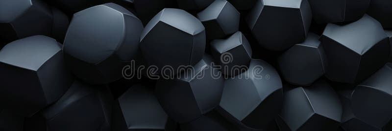 Matte Black Geometric Forms with Subtle Texture, Arranged in an ...