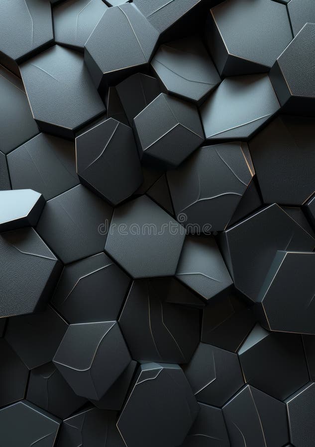 Matte Black Geometric Forms with Subtle Texture, Arranged in an ...