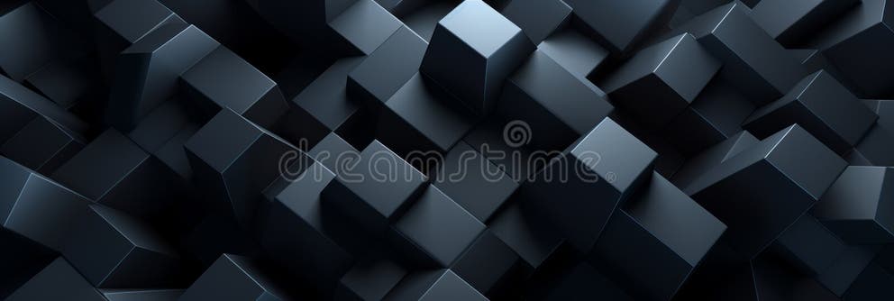 Matte Black Geometric Forms with Subtle Texture, Arranged in an ...