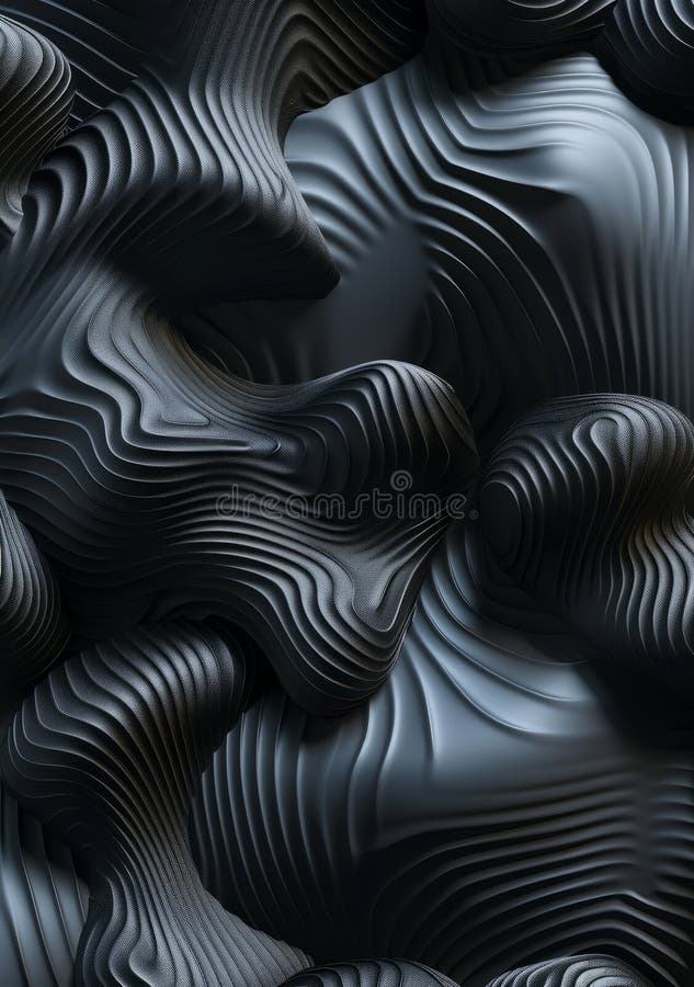 Matte Black Geometric Forms with Subtle Texture, Arranged in an ...