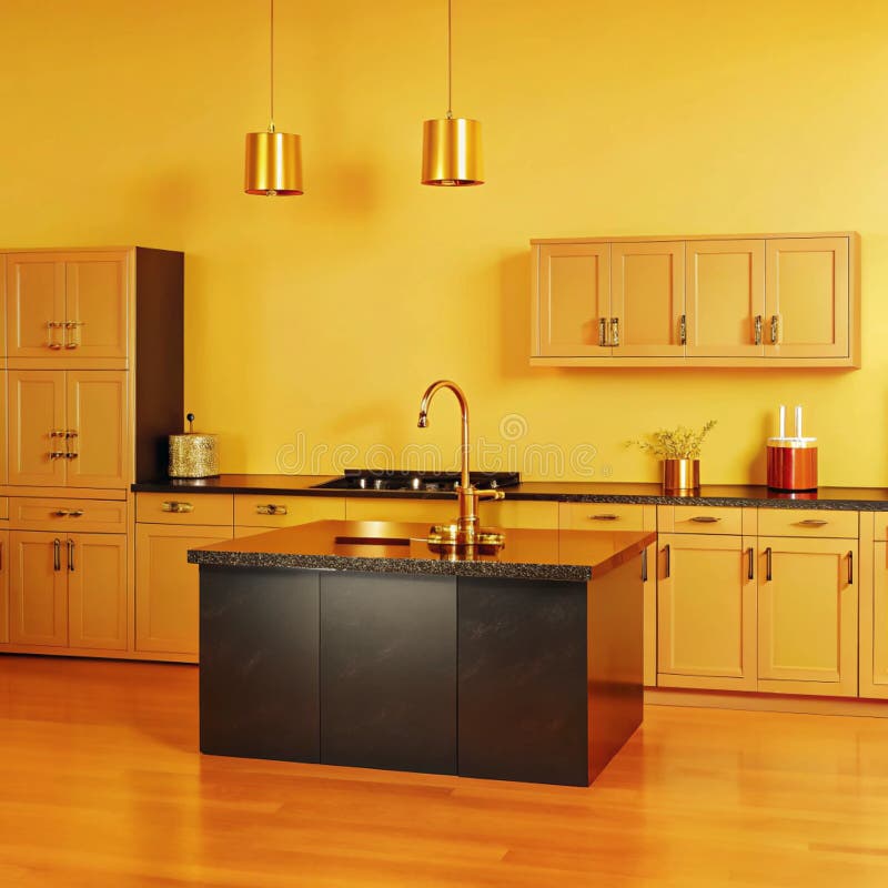 Matte Black and Gold Kitchen with Elegant Contrasts and High-End ...