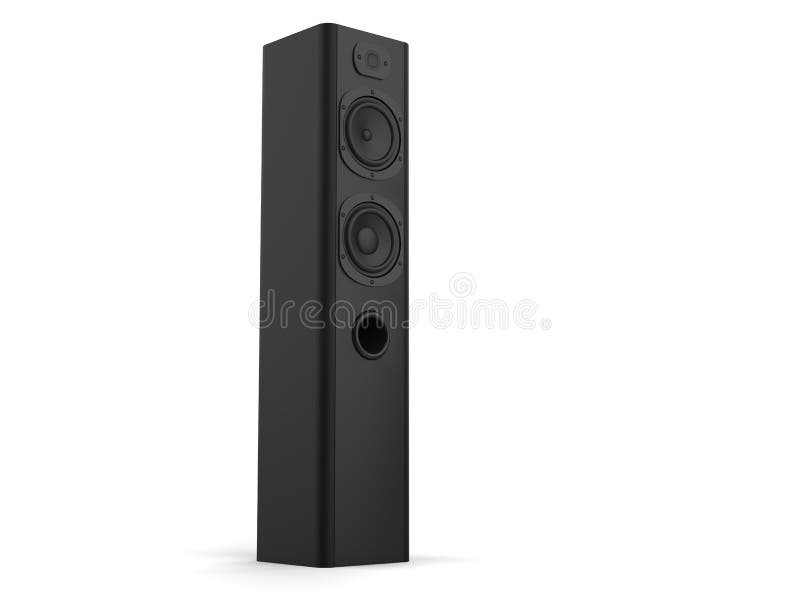 Matte Black Modern Big Tower Music Speaker - Side View Stock ...