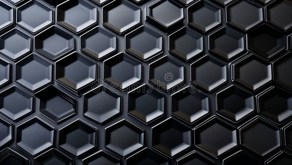 Matte Black Pattern of Hexagonal Tiles with Soft Reflections and ...
