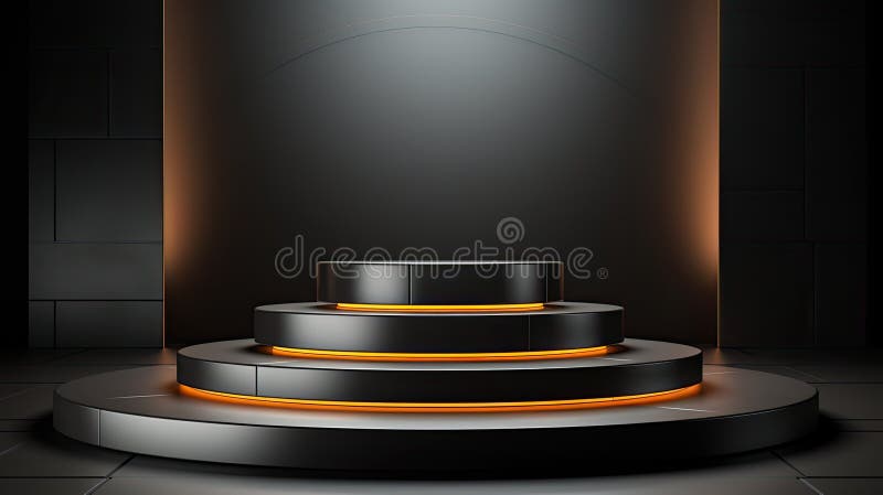 Matte Black Podium with Rotating Platforms - AI Generated Stock ...