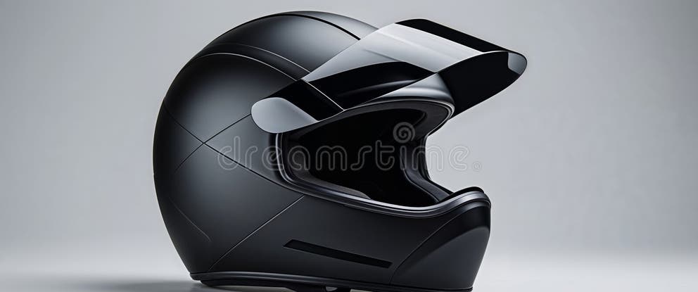 Matte Black Protective Helmet with Integrated Visor. Stock Photo ...