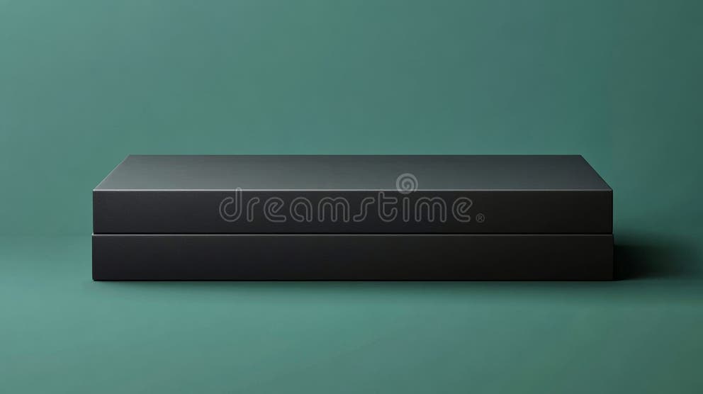 Matte Black Rectangular Packaging Box Mockup Isolated on a Deep Green ...