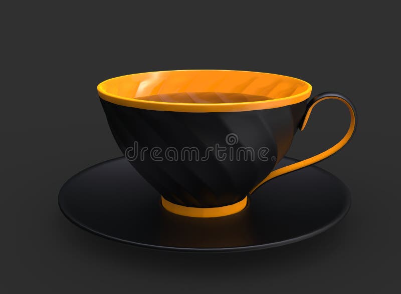 Matte Black and Yellow Cup of Tea - Side View Stock Illustration ...