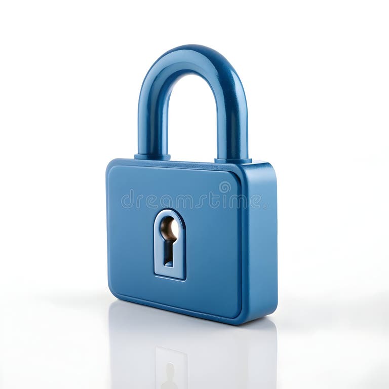 Matte Blue Lock 3D Icon Isolated on White Background Stock Illustration ...