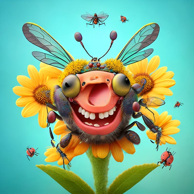 Matte Caricature Image of of a Smiling Happy Fly Portrait. Stock ...