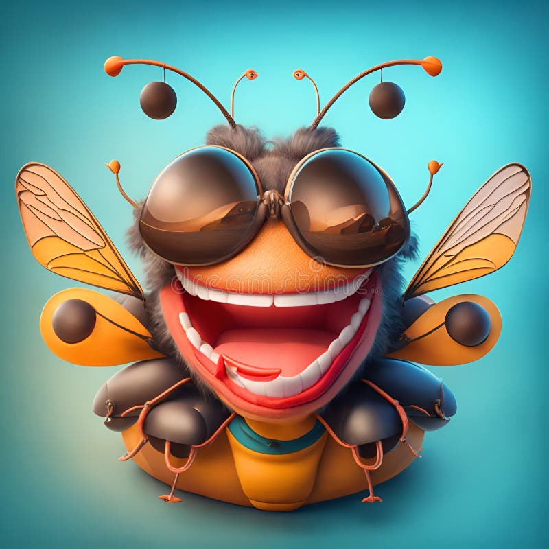 Matte Caricature Image of of a Smiling Happy Fly Portrait. Stock ...