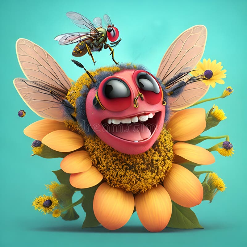 Matte Caricature Image of of a Smiling Happy Fly Portrait. Stock ...