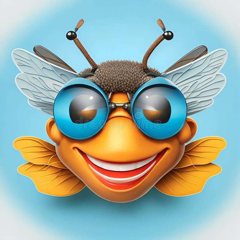 Matte Caricature Image of of a Smiling Happy Fly Portrait. Stock ...