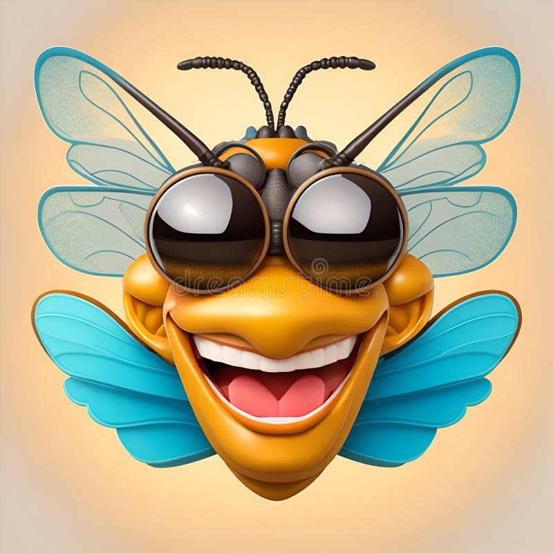 Matte Caricature Image of of a Smiling Happy Fly Portrait. Stock ...