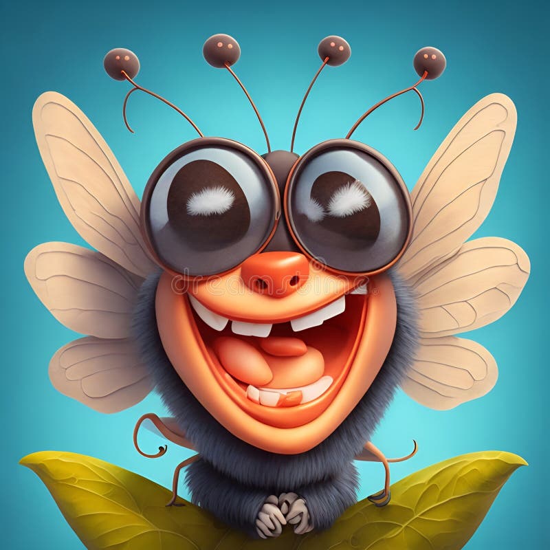 Matte Caricature Image of of a Smiling Happy Fly Portrait. Stock ...