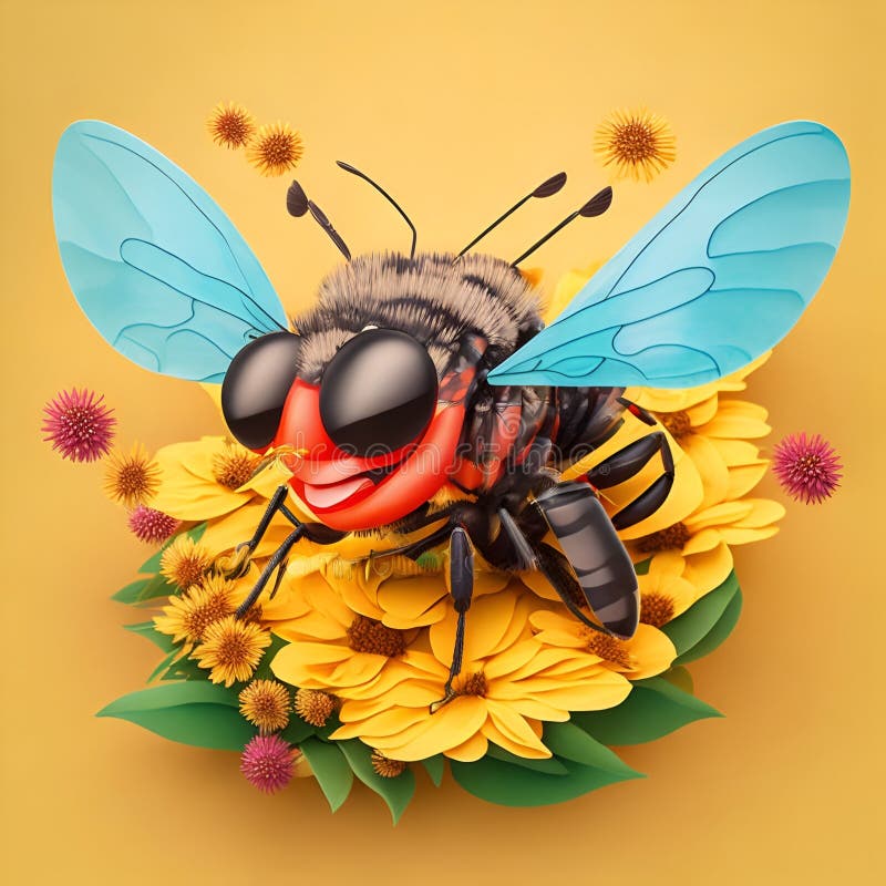 Matte Caricature Image of of a Smiling Happy Fly Portrait. Stock ...